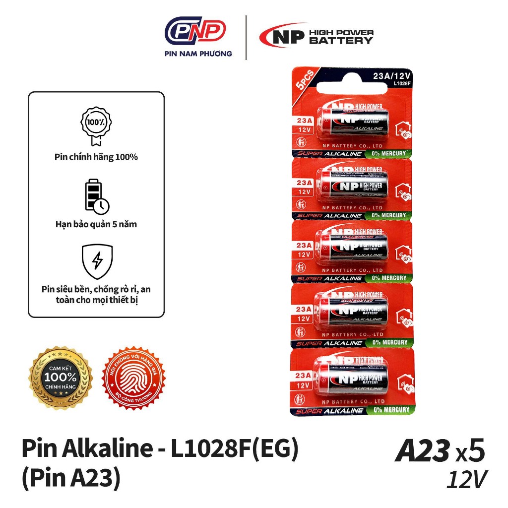 Pin Alkaline NP A23 dùng Cho Remote ô tô, cửa cuốn, chuông cửa - L1028F ...