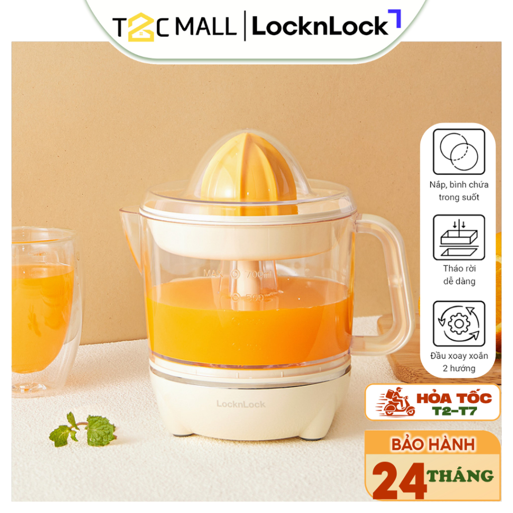 Máy Vắt Ép Cam Tự Động Xoay 2 Chiều LocknLock Chính Hãng Màu Ngà 0.7L 40W EJJ231IVY T2C Mall ...
