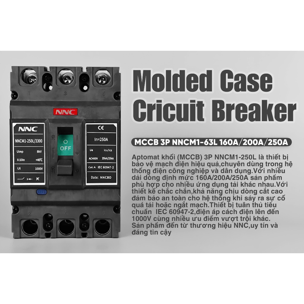 Aptomat 3 Pha Cao Cấp,MCCB 3 Pha NNCM1 160A/200A/250A (Chính Hãng) | Shopee Việt Nam