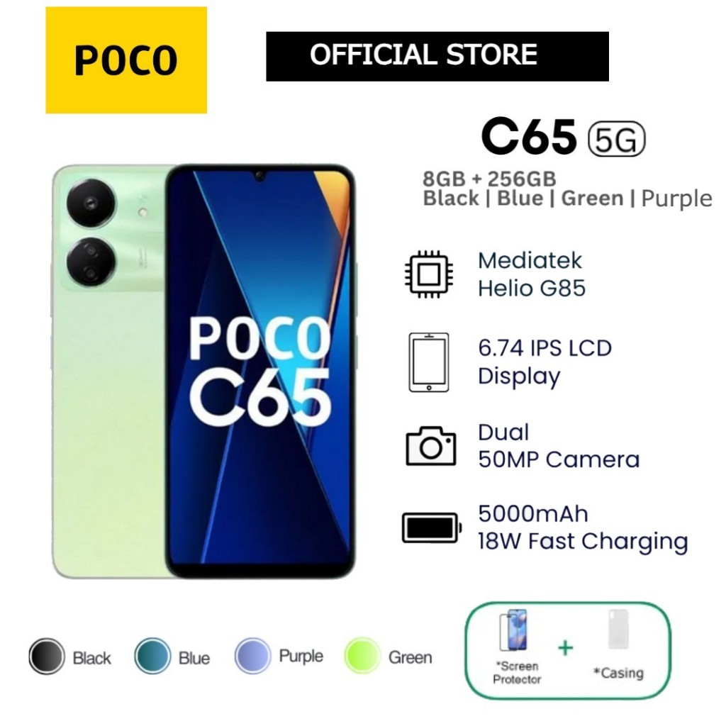 2025 MỚI Điện thoại POCO C65 (8GB/256GB) 6.71" IPS LCD HD+, Helio G85 ...