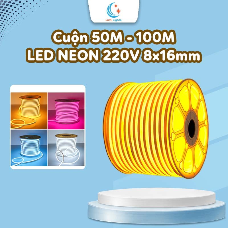 Cuộn 50m - 100m Led Neon 220V 8x16mm Uốn Dẻo Linh Hoạt, Dây Led NEON ...