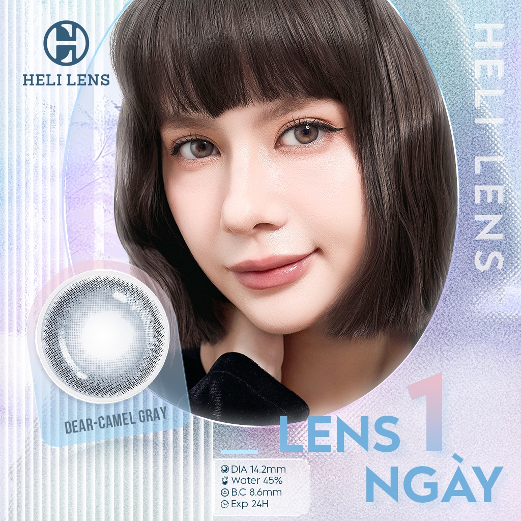 [1 CHIẾC] Kính Áp Tròng Heli Lens 1 Ngày Màu Dear-Camel Gray 0 - 8 Độ ...