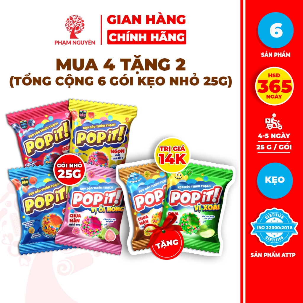 [MUA 4 TẶNG 2] Tổng cộng 6 Gói Nhỏ Kẹo Dẻo Thiên Thạch mix 6 vị Từ Nước ...