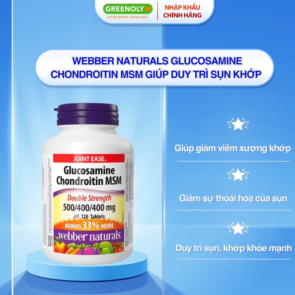 Viên Uống Glucosamine Webber Naturals Giảm Đau Duy Trì Sụn Khớp Glucosamine Chondroitin MSM 500 ...