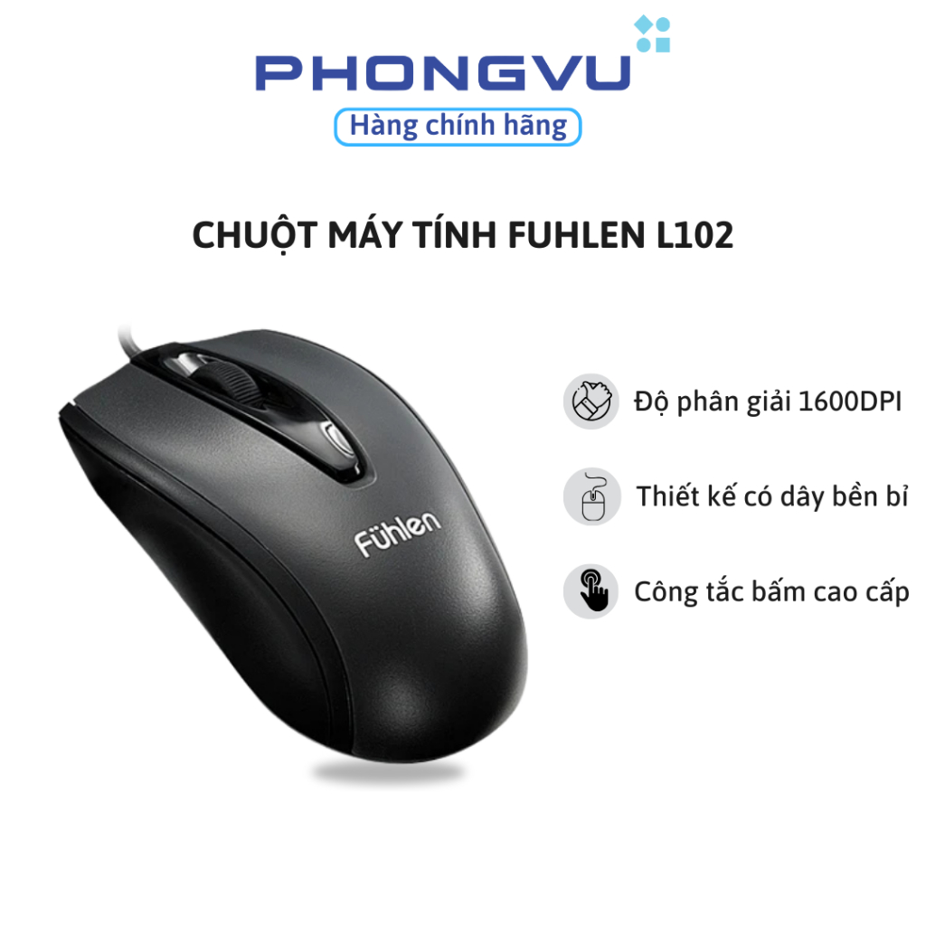 Chuột máy tính Fuhlen L102 - Có dây - Thiết kế êm tay - Bảo hành 24 ...