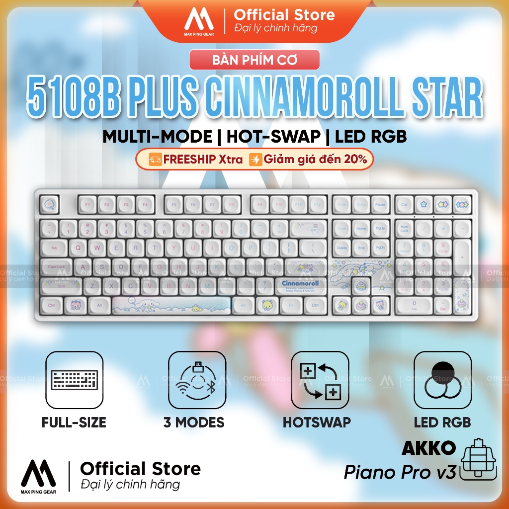 [HỎA TỐC]Bàn phím AKKO 5108B Plus Cinnamoroll Star (Hotswap /Piano Pro SW) Multi-mode ...