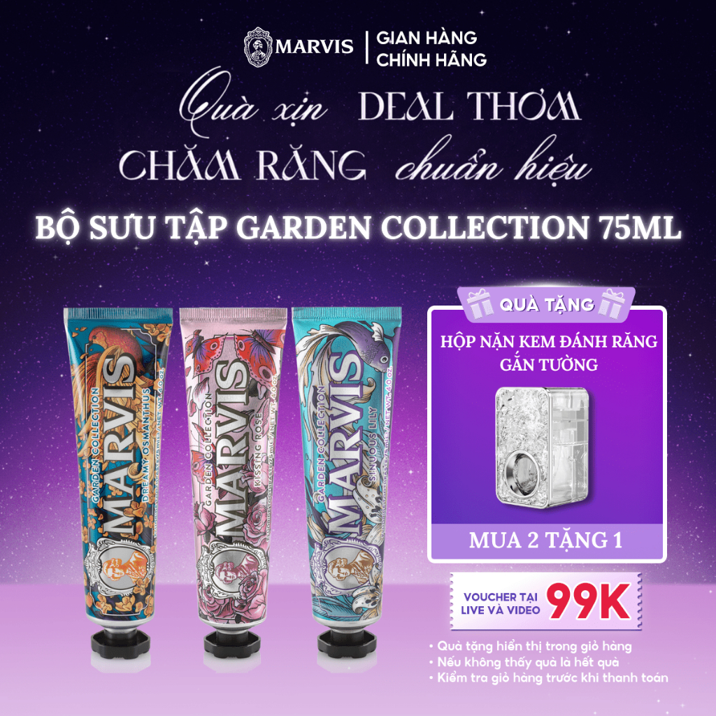 Kem Đánh Răng Marvis Garden Collection - Kissing Rose, Dream Osmanthus, Sinuous Lily 75ML ...