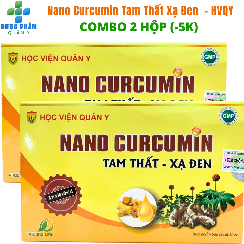 2 Hộp Nano Curcumin Tam Thất Xạ Đen Học Viện Quân Y, Chính Hãng, Date Mới Nhất 2028, Hộp 30 Viên ...