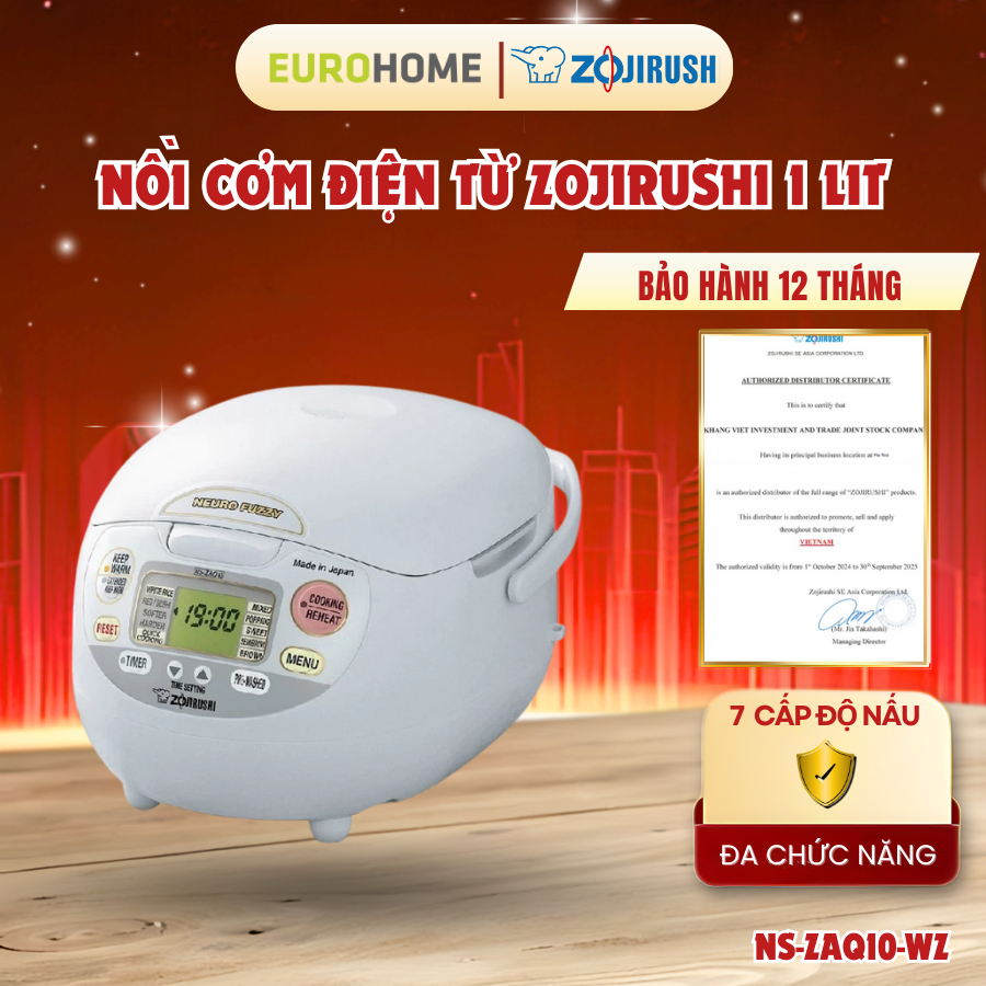 Nồi cơm điện tử Zojirushi 1L NS-ZAQ10-WZ, sản xuất tại Nhật, bảo hành ...
