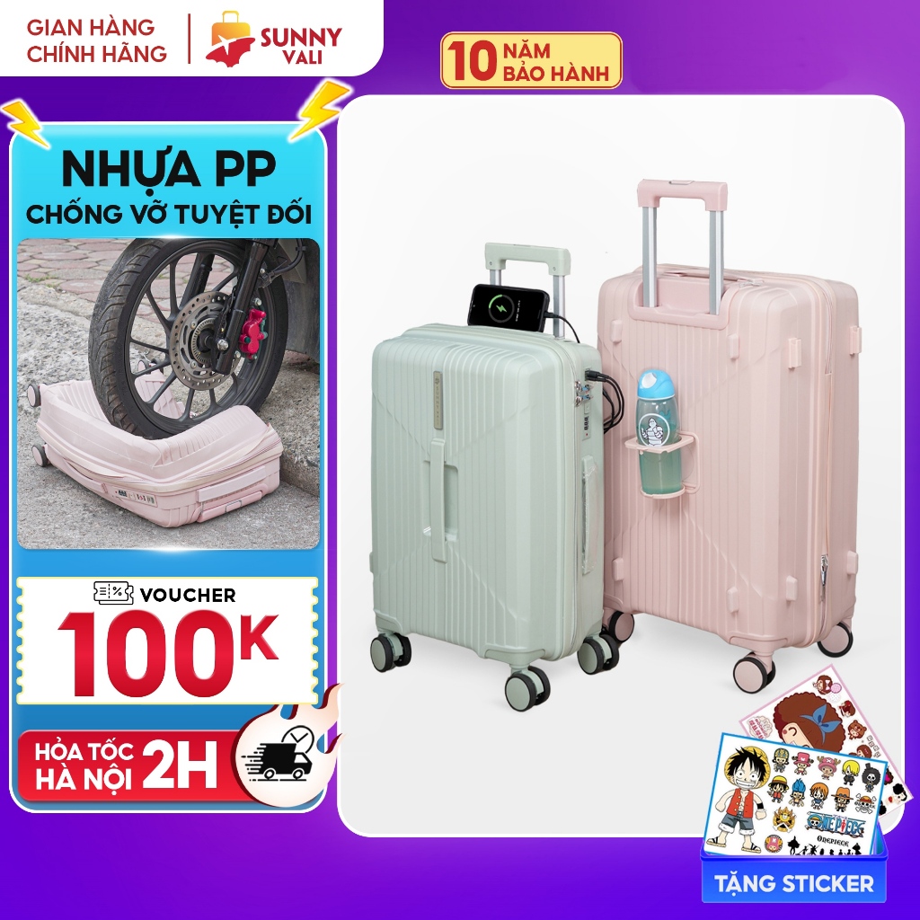 Vali SUNNY CHOCO - nhựa PP chịu ngoại lực tuyệt đối 20/24/28 inch xách ...