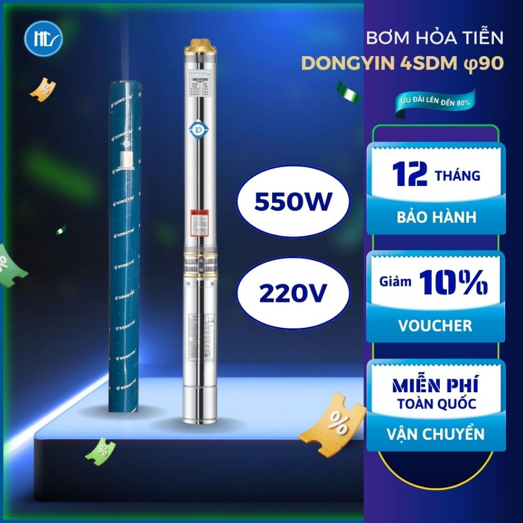 Máy Bơm Chìm Hỏa Tiễn DONGYIN 4SDM (φ90 lắp cho giếng φ110) Điện 1 pha ...