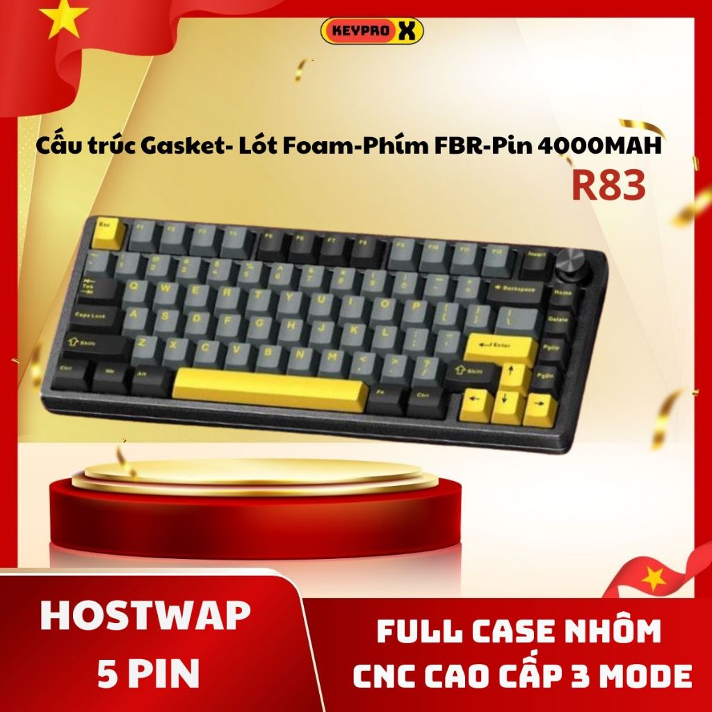 Bàn Phím Cơ không dây Bluetooth Full Case Nhôm CNC Dark Alien R83 Led ...