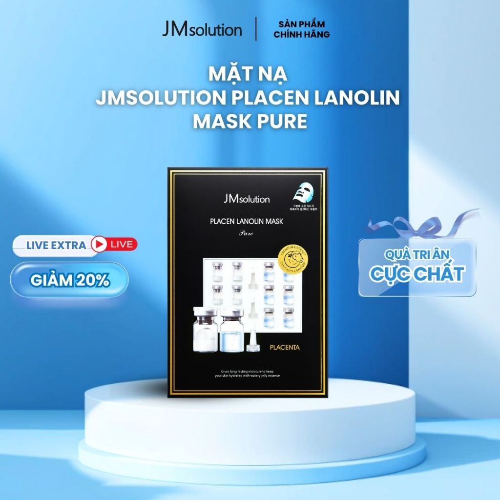 Combo 20 Mặt Nạ Cấp Ẩm JMSolution Placen Lanolin Mask Pure Hỗ Trợ Trắng Da, Cải Thiện Da Đều Màu ...