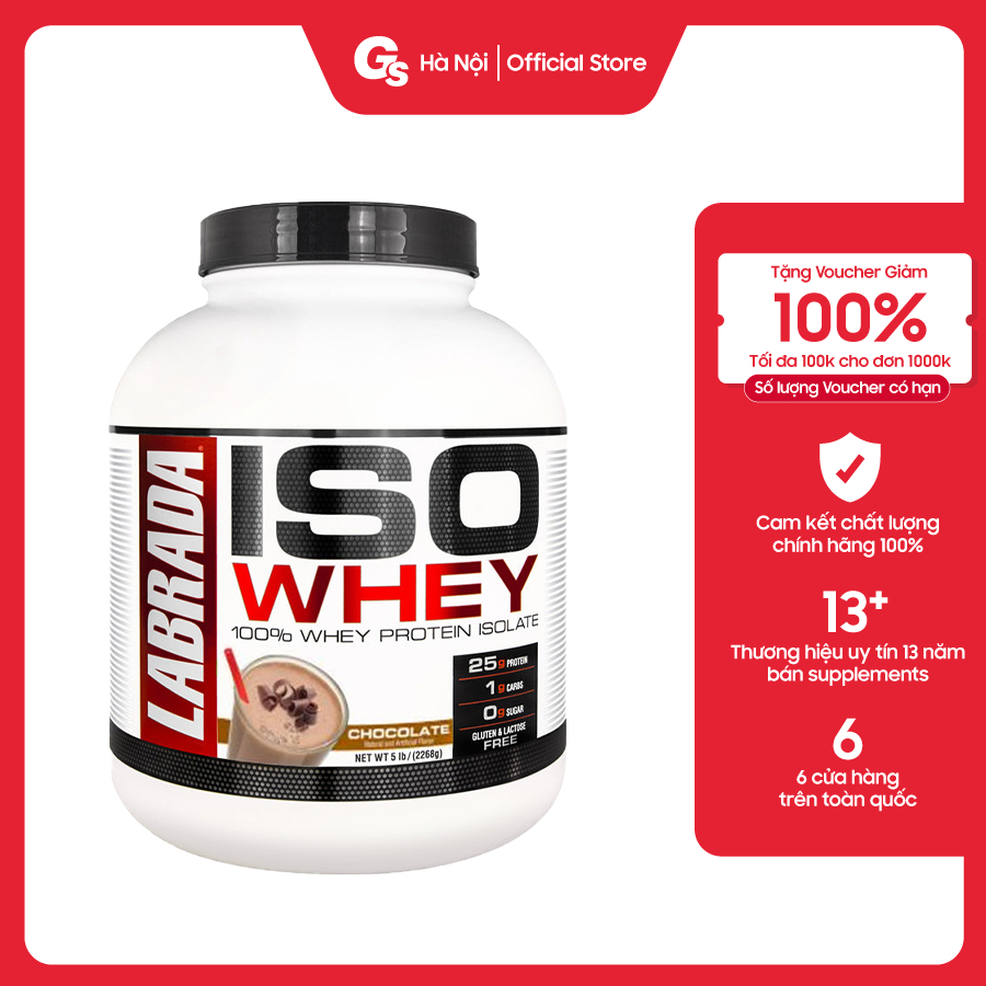 Sữa tăng cơ bắp Labrada Iso Whey, 100% Whey Protein Isolate 5Lbs (2.3Kg) nhập Mỹ - Gymstore ...