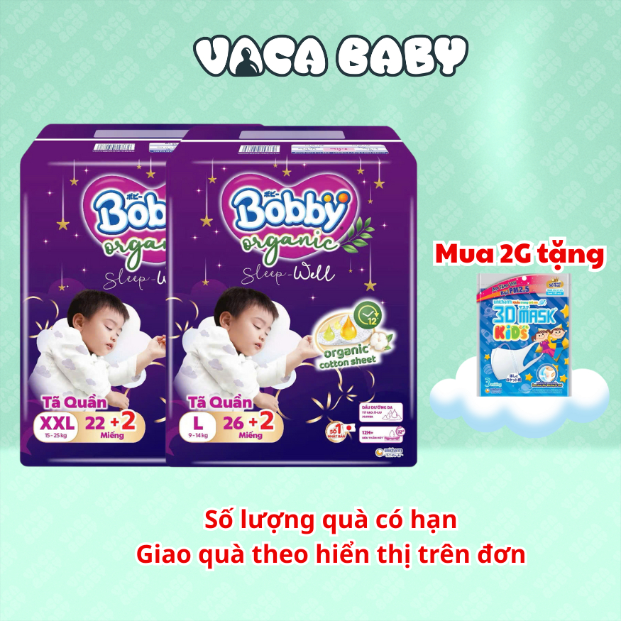 Combo 2 Gói Tã Bỉm Quần Bobby Organic Sleep Well tã đêm mẫu mới cao cấp ...