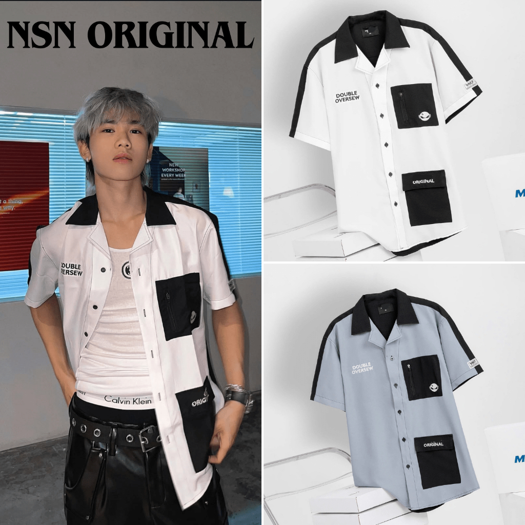 Sơ mi Unisex Nam Nữ NSN Store " DOUBLESEW " - 2 Màu - 5 Size - Vải Lụa ...