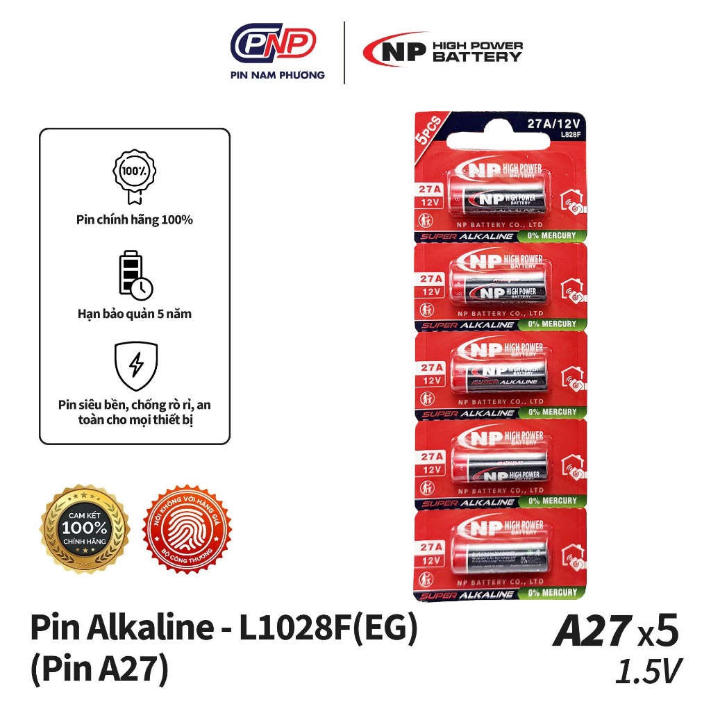 Pin Alkaline NP A27 dùng Cho Remote ô tô, cửa cuốn, chuông cửa - L828F ...