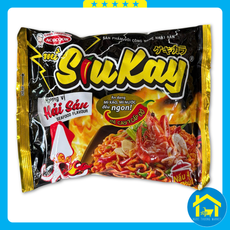 Mì SiuKay hương vị hải sản gói 128g, Mì cay - Combo 4 gói / 10 gói ...