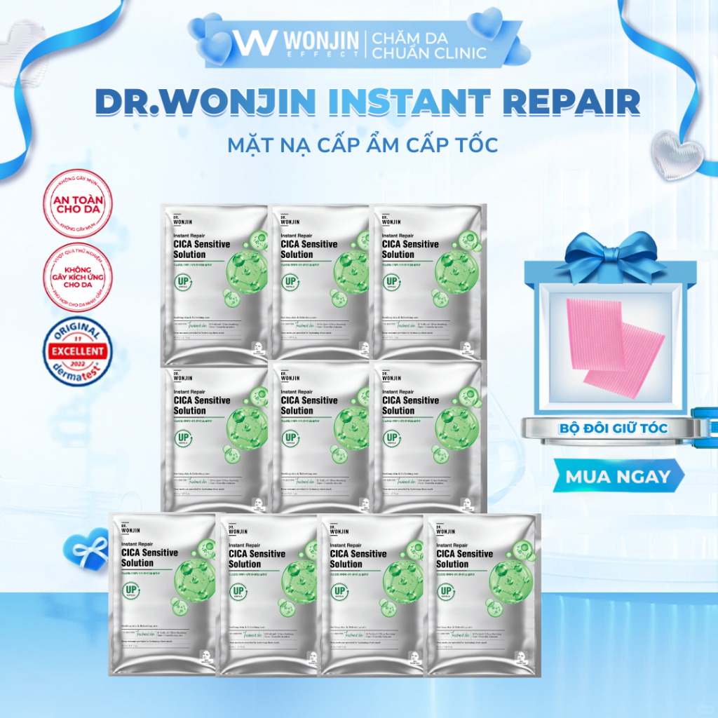 [SBD- Tặng Bộ Đôi Giữ Tóc] Combo 10 Mặt Nạ Phục Hồi Cấp Tốc DR WonJin Instant Cica Sensitive ...
