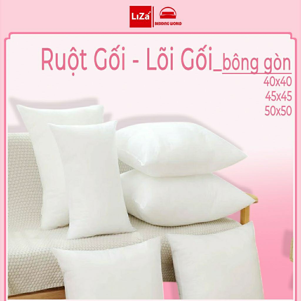 Ruột Gối Vuông Bông Sợi Trắng 40x40, 50x50 Kháng Khuẩn Đàn Hồi Cao Sofa ...