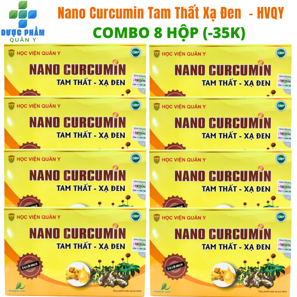 8 Hộp Nano Curcumin Tam Thất Xạ Đen Học Viện Quân Y, Chính Hãng, Date Mới Nhất 2028, Hộp 30 Viên ...