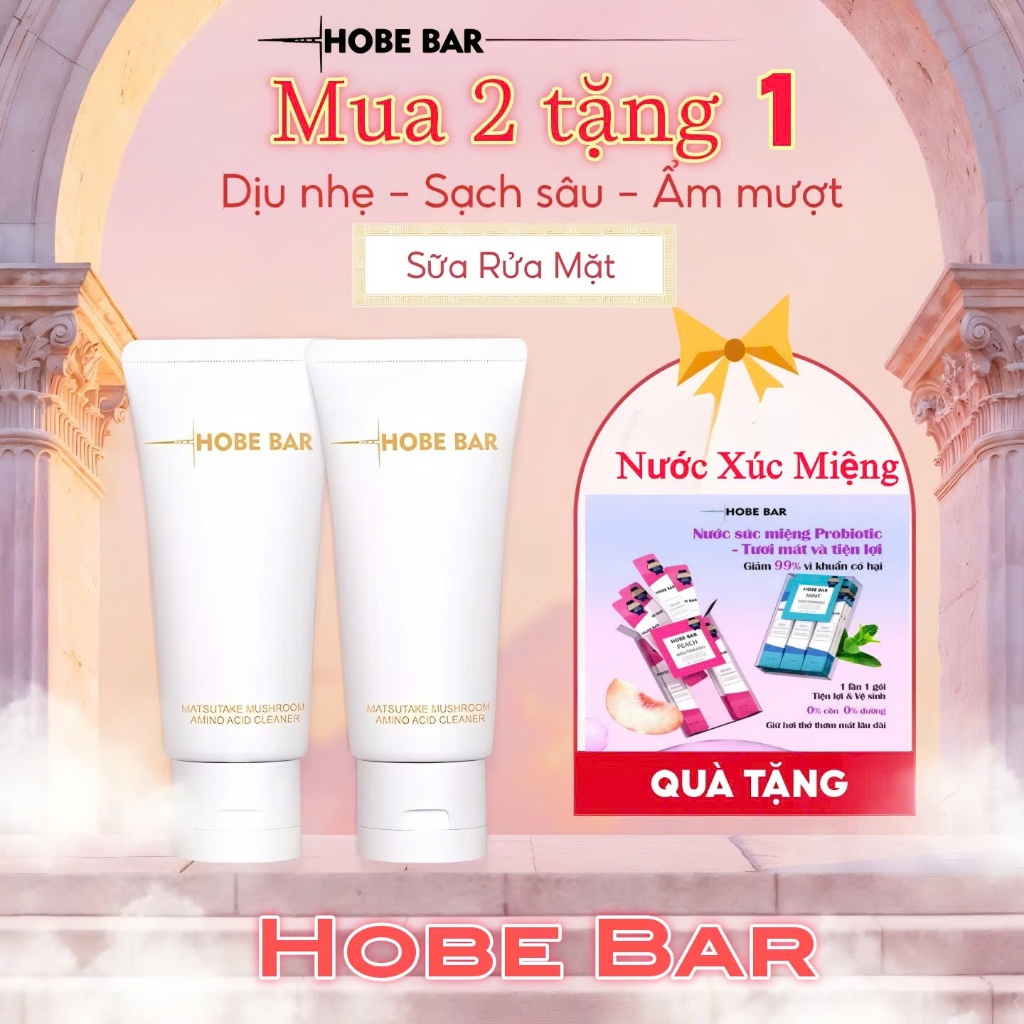 Combo 2 tuýp sữa rửa mặt Amino Acid Hobe Bar 50ml - Tặng 1 hộp nước xúc ...