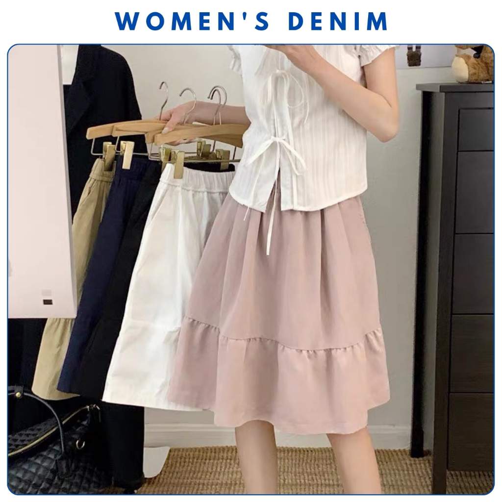 Chân váy chữ A cạp cao tôn dáng phối bèo dễ thương Chân váy ngắn nữ 2 ...