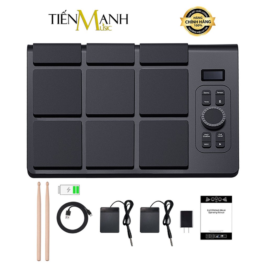 [Bluetooth, Chính Hãng] Bộ Trống Điện Tử Konix ED02 9 Mặt Ultra-Portable 9-Pad Electronic ...