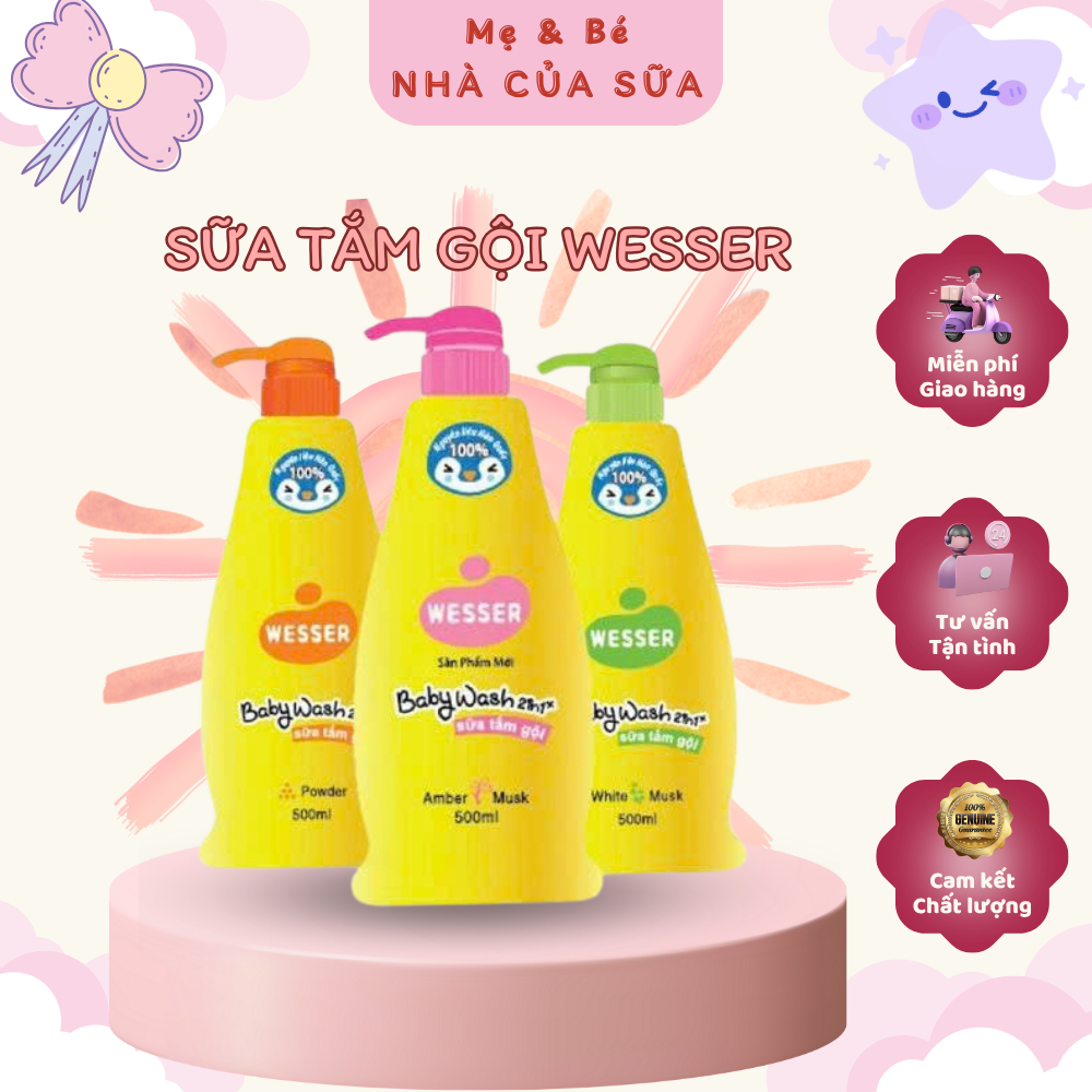 Sữa tắm Wesser 2in1 cho bé sơ sinh 500ml Dưỡng ẩm, lưu hương, an toàn cho da nhạy cảm | Shopee ...