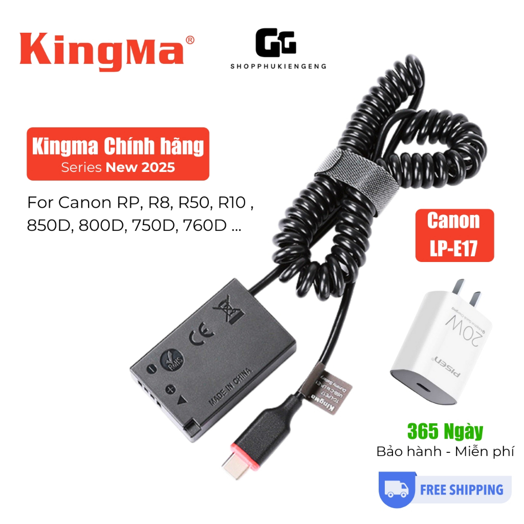 Kingma LP-E17 Pin giả nguồn/ Pin ảo/ Pin Dummy cho Canon R8, RP, R50 ...