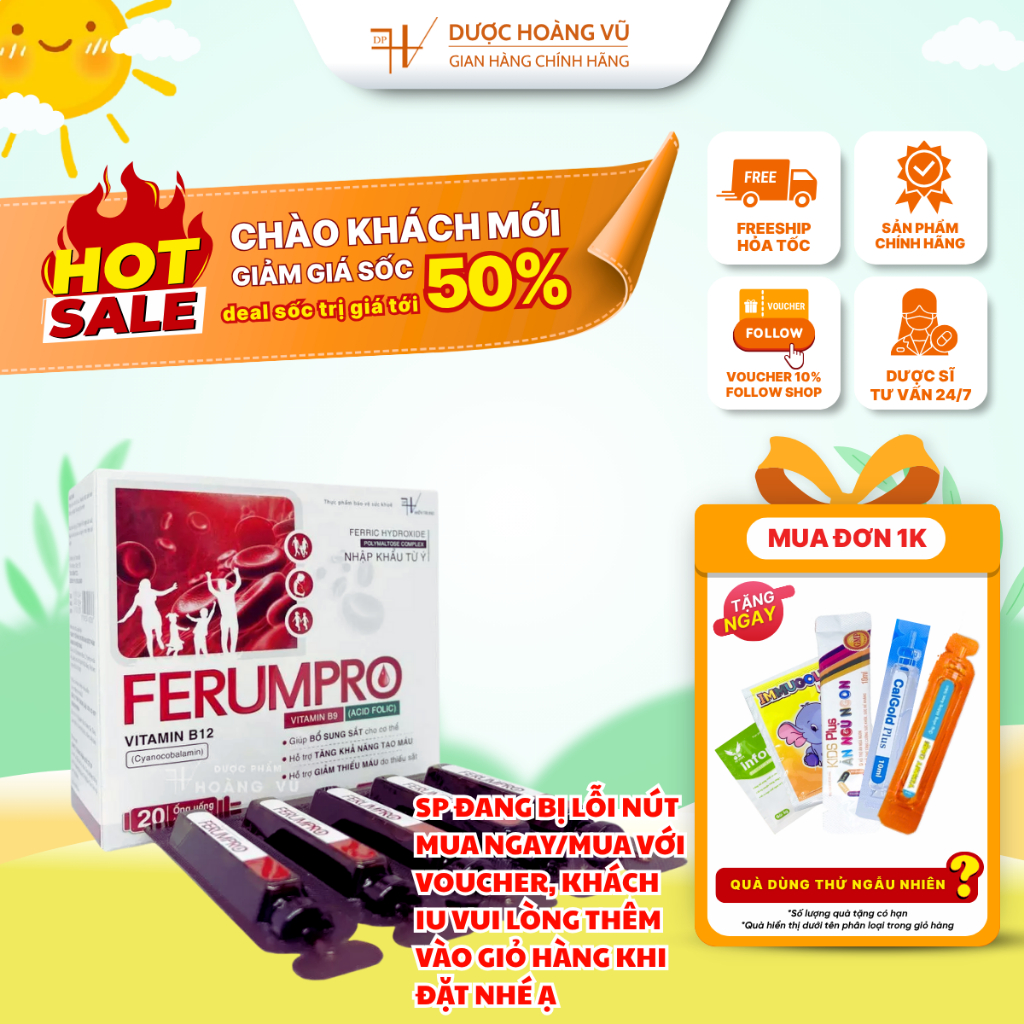 [ COMBO TẶNG ĐỀ KHÁNG 90K] Siro Sắt Hữu Cơ FERUMPRO - Bổ Sung Vitamin ...