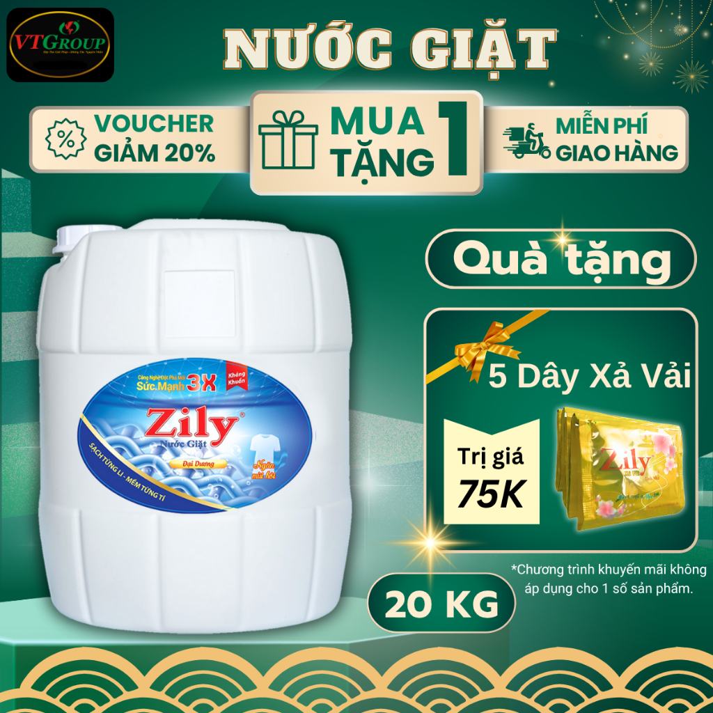 Nước Giặt Zily Can 20Kg - Tặng 5 Dây Xả Vải Zily (10 Gói/Dây ) | Shopee ...