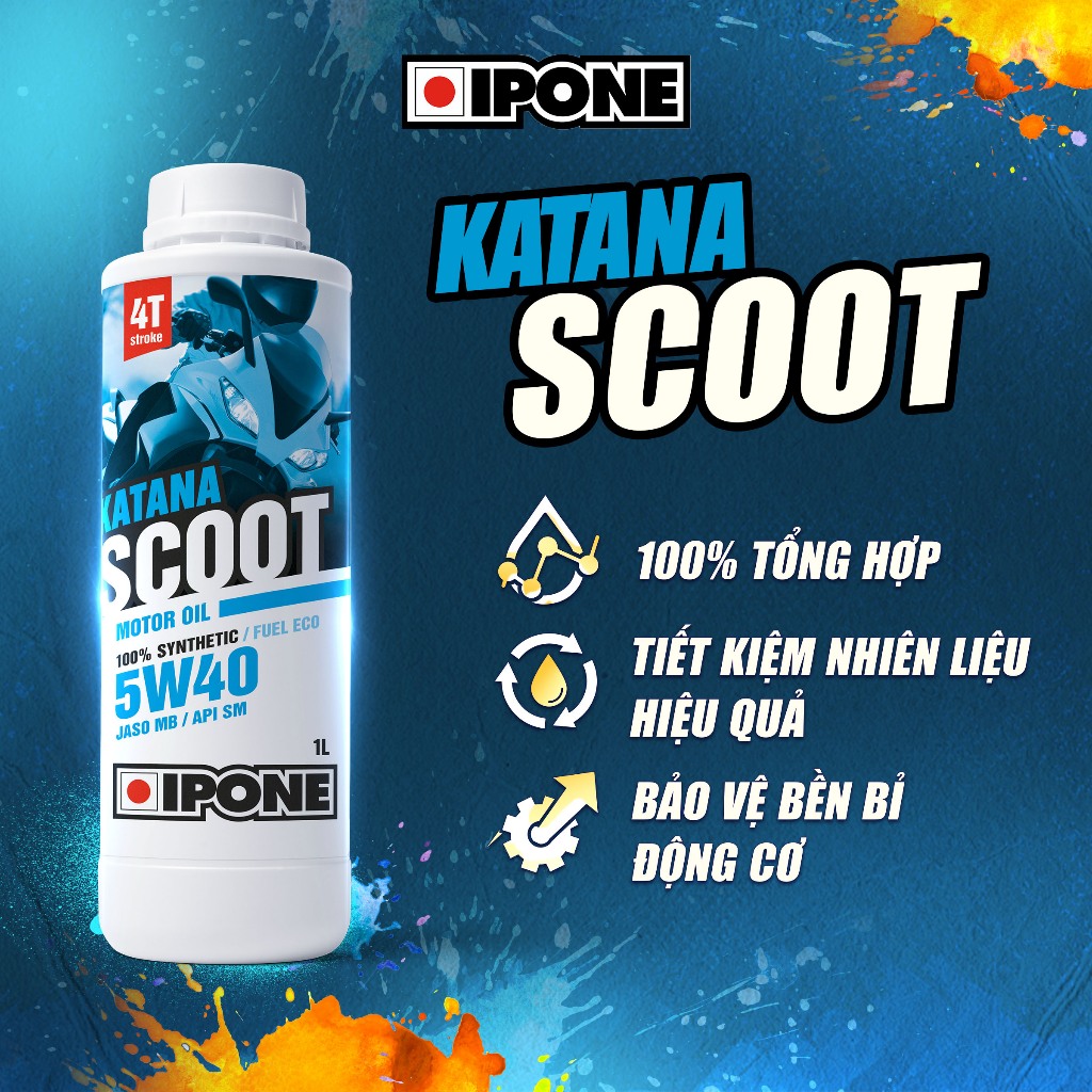 Dầu nhớt xe tay ga đời mới cao cấp IPONE Katana Scoot 5W40 - 100% Tổng ...