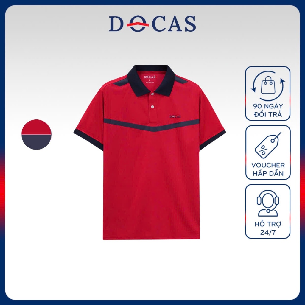 C-06 Polo Nam DOCAS Màu Đỏ Chữ V Vải Mè Form Regular Fit | Shopee Việt Nam