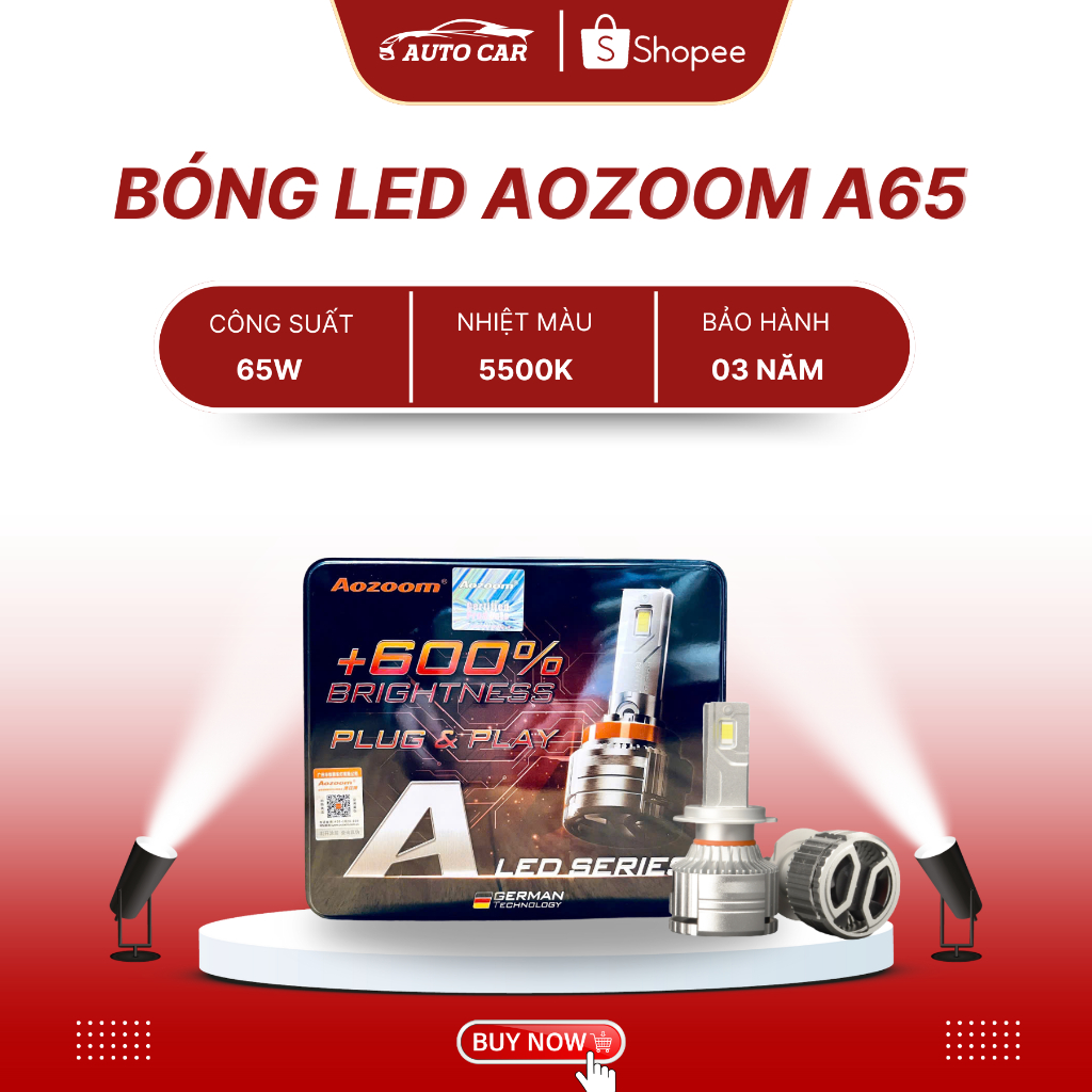 Bóng Led Aozoom A65 Công Suất 65W Nhiệt Màu 5500K Chân Bóng H7, H11 ...