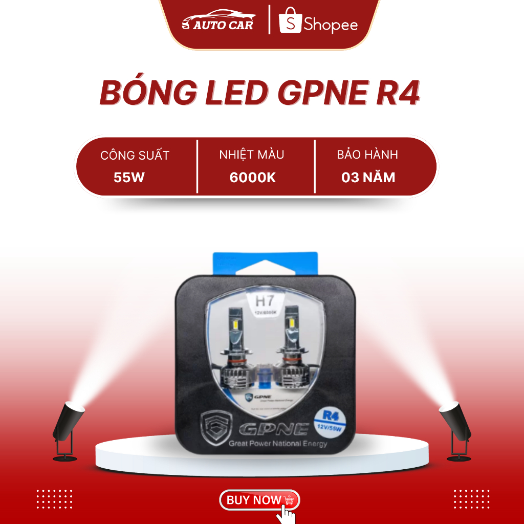 Bóng Led GPNE R4 Nhiệt Màu 6000K Công Suất 55W Chân Bóng H1, H4, H7 ...