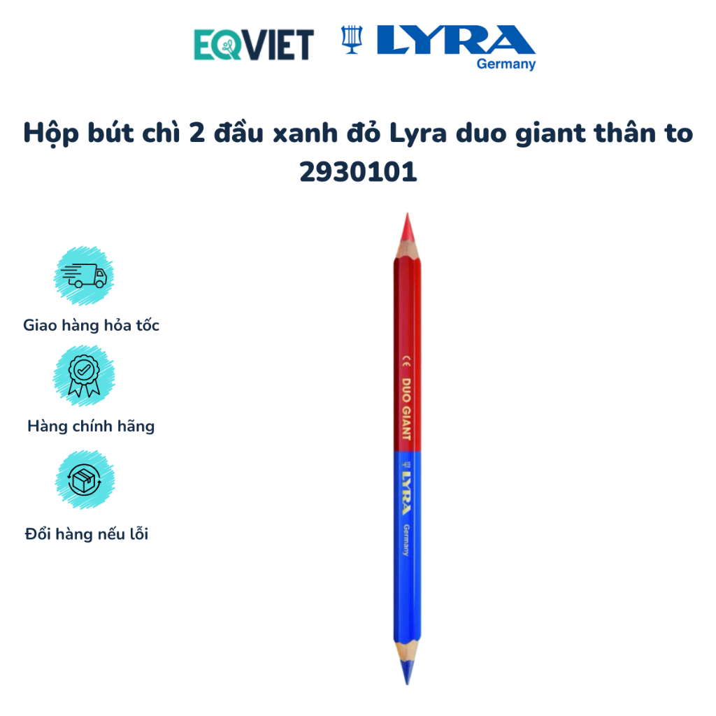 Bút chì hai đầu xanh đỏ nhập khẩu Đức LYRA DUO GIANT thân to 6 cạnh ...