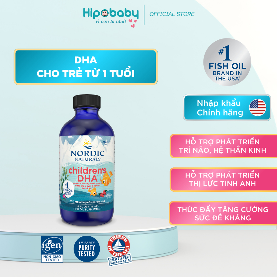 Siro Children DHA Liquid tiêu chuẩn Nordic Naturals vị dâu 530mg omega ...
