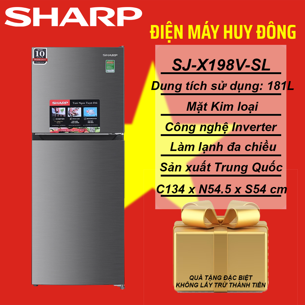 Tủ lạnh Sharp Inverter 181 lít SJ-X198V-SL | Shopee Việt Nam