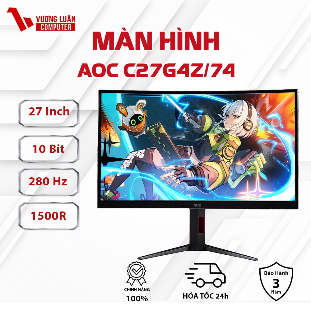 Màn hình Cong AOC C27G4Z/74 280Hz /0,3ms /1500R/ 10 bit màu Chân xoay ...