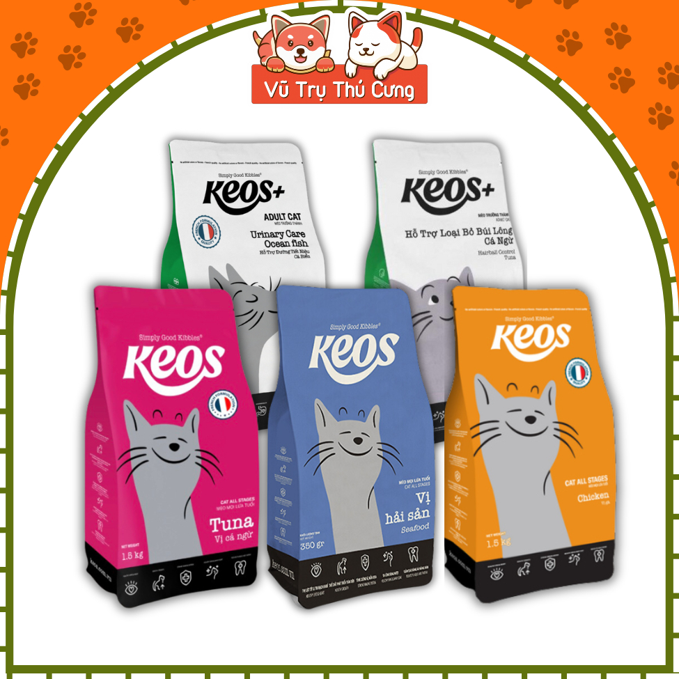(1.5Kg) Thức Ăn Hạt Cho Mèo Keos Giúp Tiêu Búi Lông, Tiết Niệu | Shopee Việt Nam