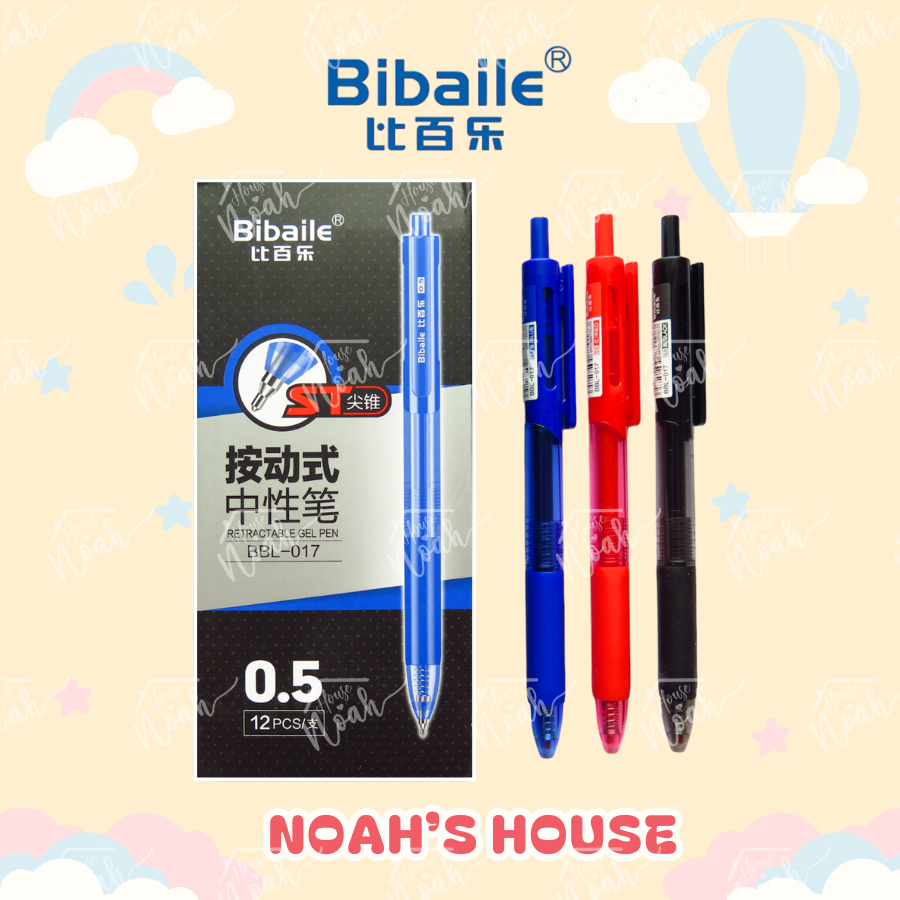 [NOAH'S HOUSE] Hộp Bút Viết Bi Bấm Mực Gel BIBAILE BBL - 017 Gel Pen ...