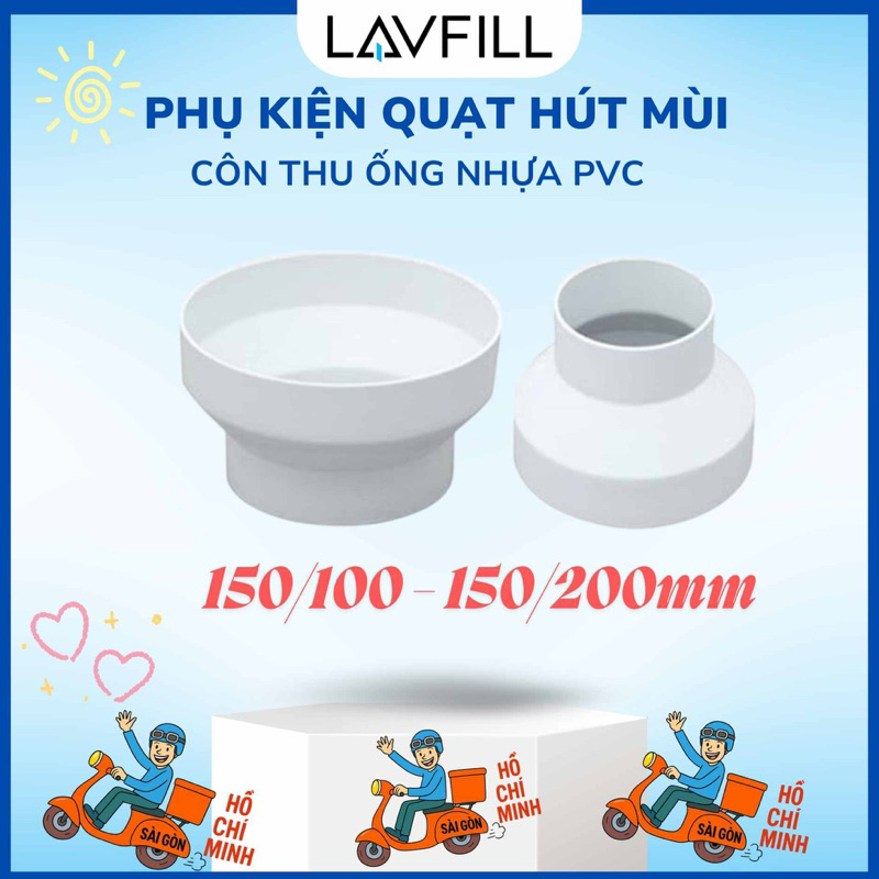 Bộ côn thu ngoại cỡ PVC KHALIK 200-150mm 150-100mm – Kết nối ống gió ...