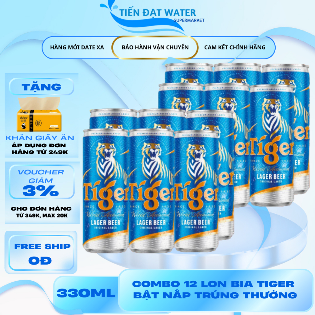 Bia Tiger Lager, Bia Tiger Nâu 330ml – Combo 12 Lon Đậm Đà, Mạnh Mẽ ...