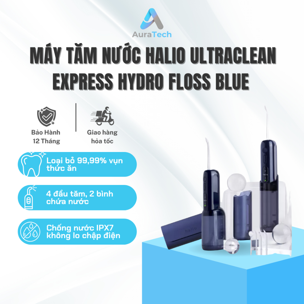Máy tăm nước Halio UltraClean Express Hydro Floss Blue | Rose - Bảo ...