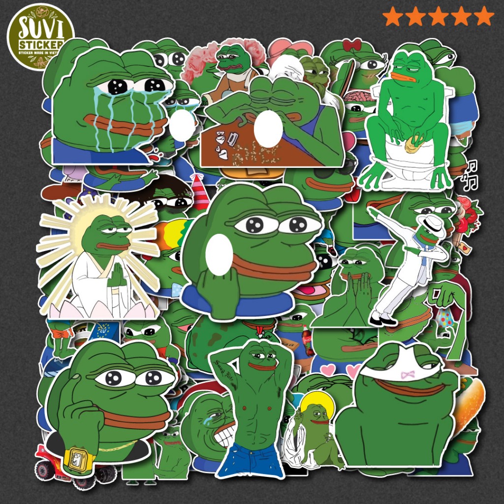 50 Sticker Frog Meme chống nước sticker dán mũ bảo hiểm, laptop, điện ...