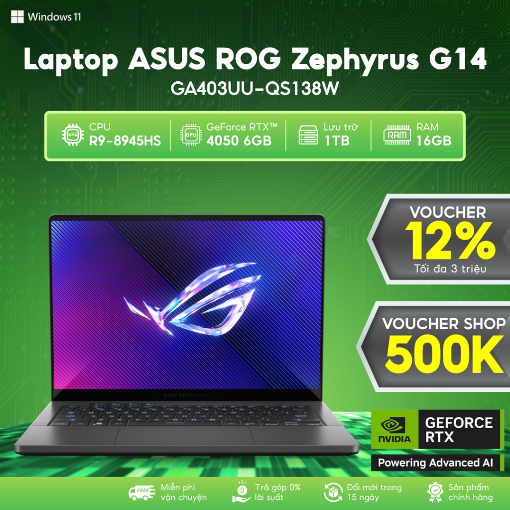 Laptop ASUS ROG Zephyrus G14 GA403UU-QS138W R9-8945HS | GeForce RTX ...