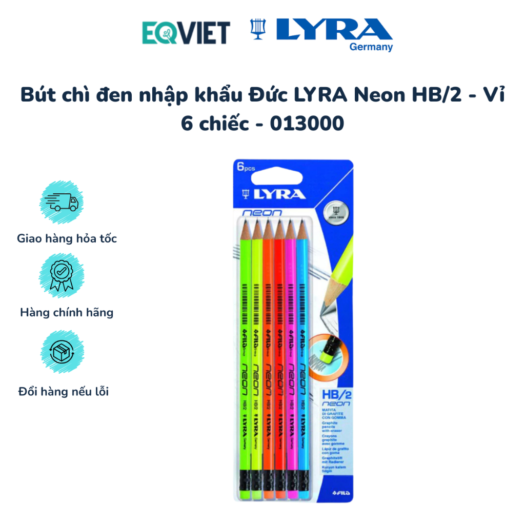 Bút chì đen nhập khẩu Đức LYRA Neon HB/2 - Vỉ 6 chiếc - 013000 | Shopee ...