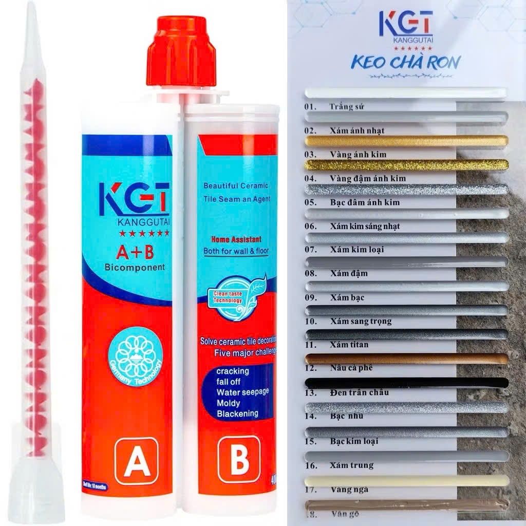 Combo 5 chai keo chà ron KGT kèm 3 dụng cụ thi công. Keo chà ron, keo ...