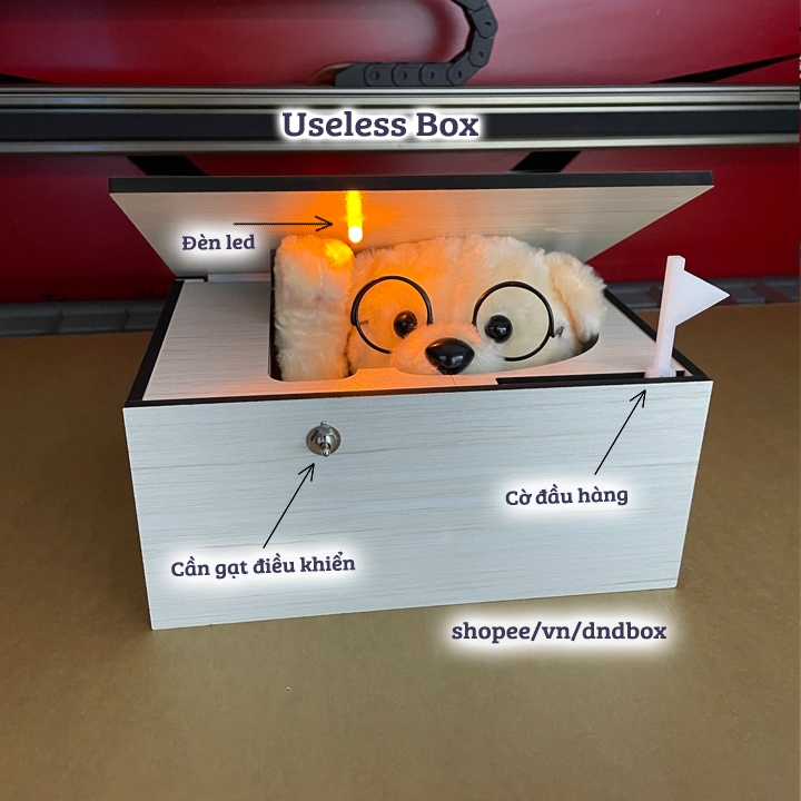 Hộp gỗ thông minh có thú bông - Useless Box - Hộp vô dụng - Troll box ...